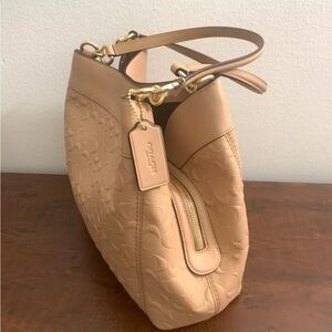 Coach | Bags | Nwt Coach Satchel Handbag Signature Beige Leather Double ...